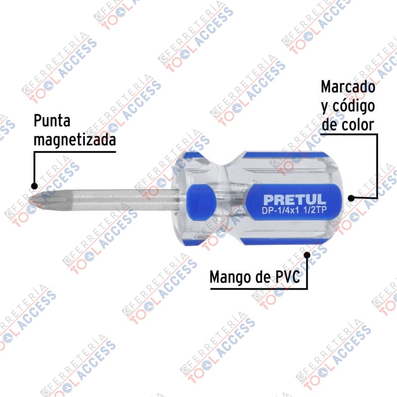 Desarmador de cruz 1/4 x 1-1/2″ mango de PVC, PRETUL – Ferreteria Tool ...